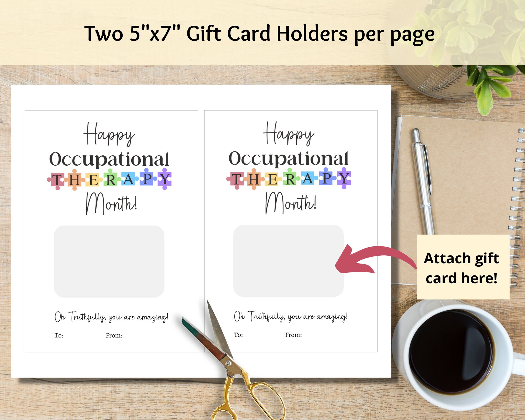 Happy Occupational Therapy Month Gift Card Holder | Printable OT Month ...