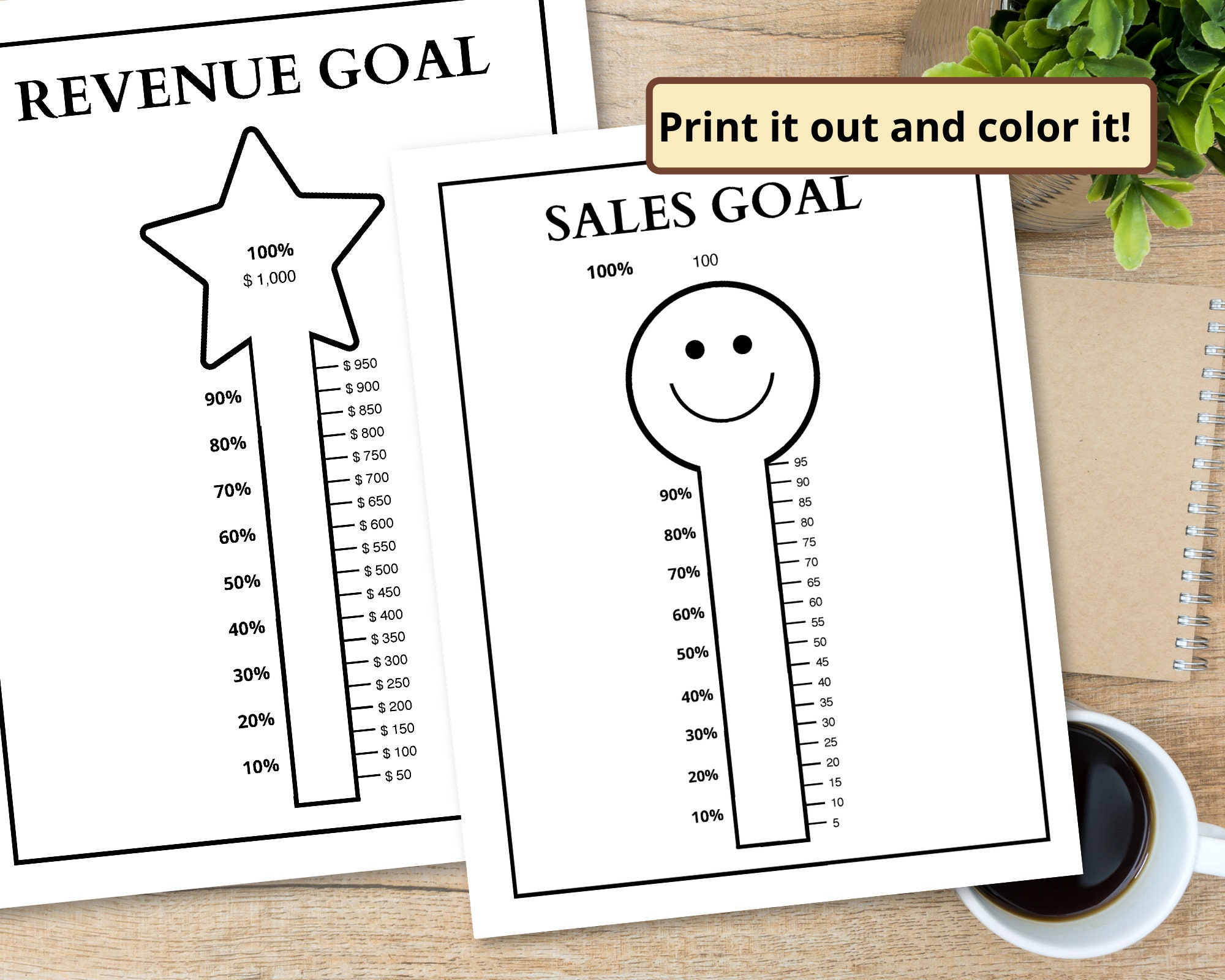 Revenue Goal Tracker Printable | Sales Goal Tracker | Fillable ...
