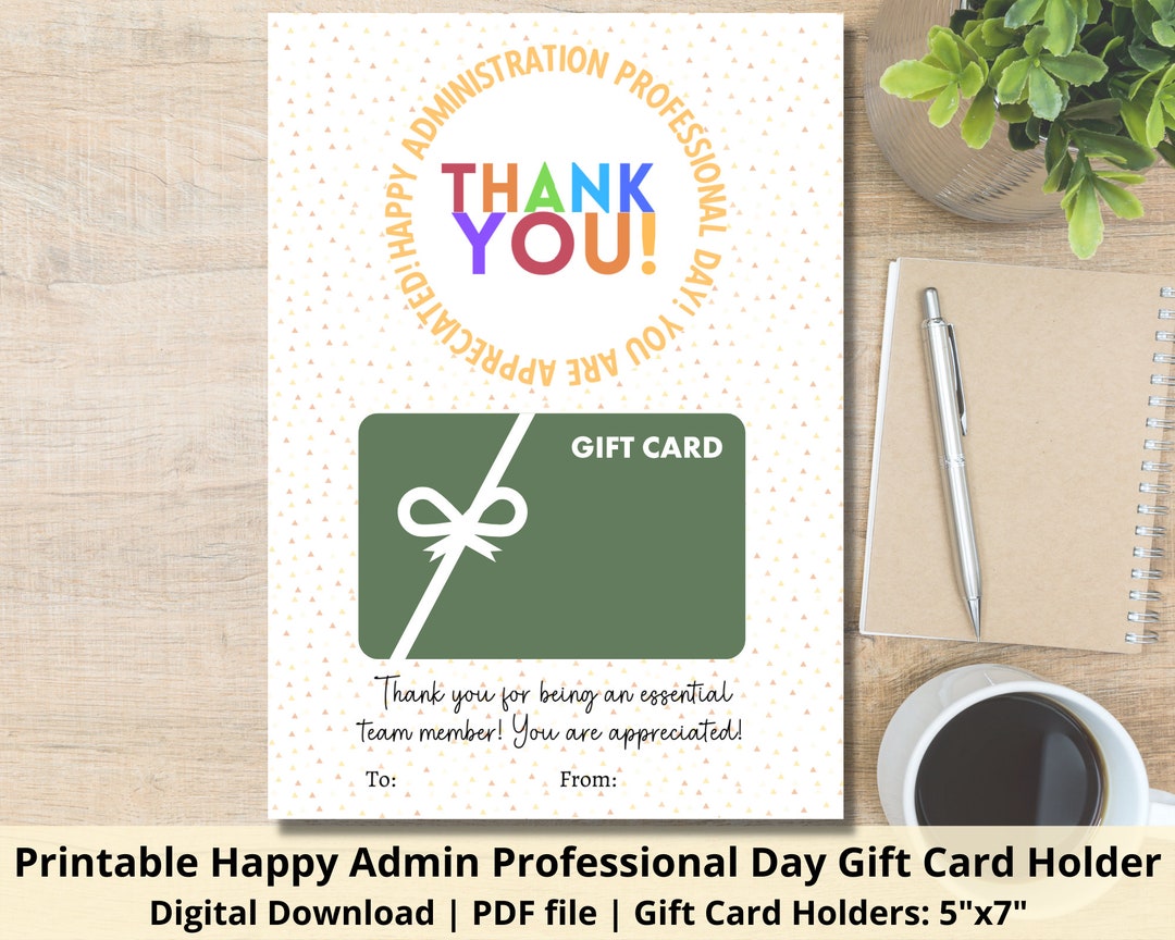 Happy Administrative Professional Day Gift Card Holder | Printable ...