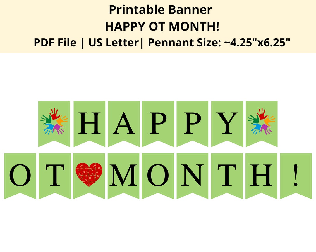 Happy OT Month Printable Banner | Happy Occupational Therapy Month ...
