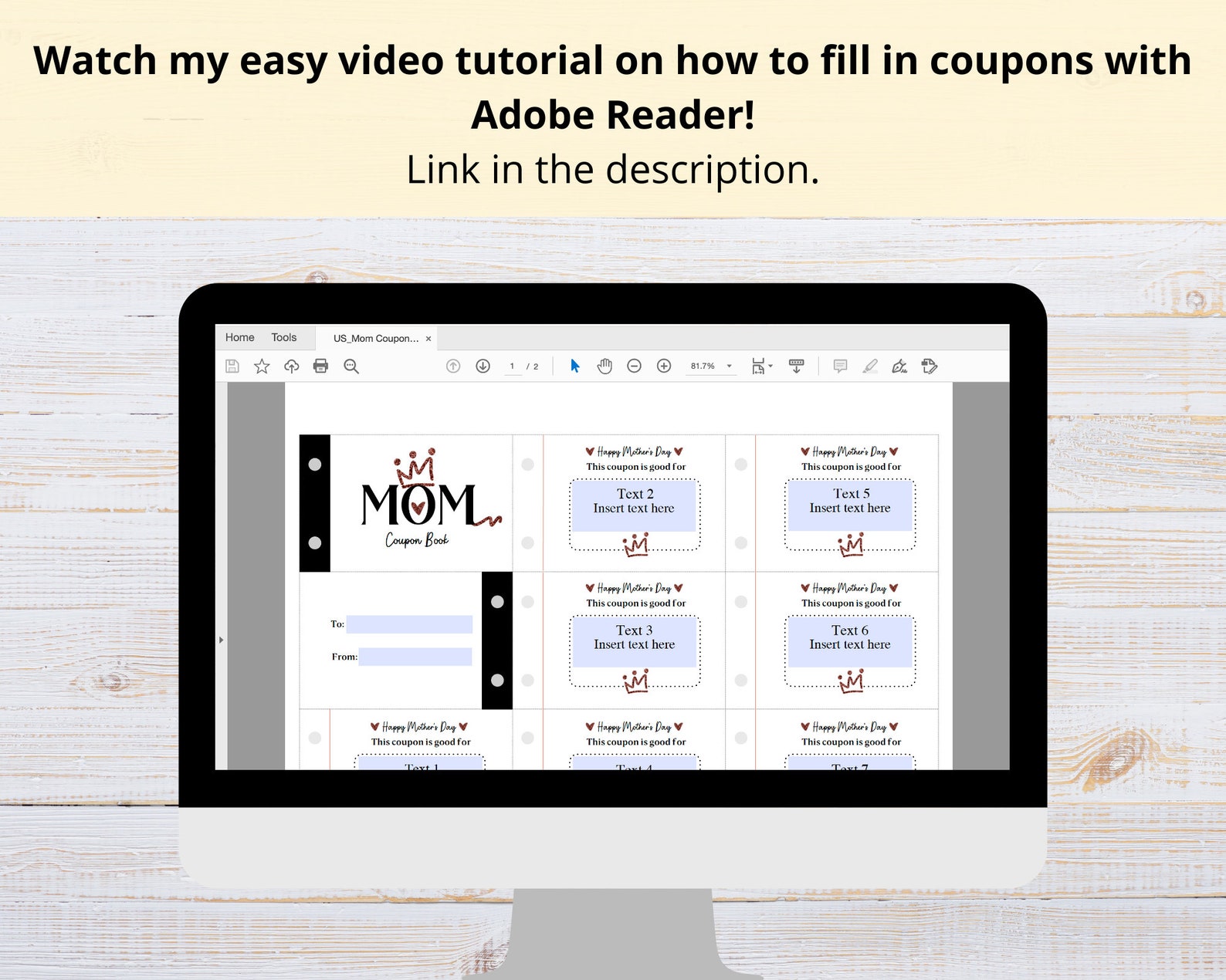 Printable Mother's Day Coupon Book | Editable Mom's Coupon Book | Rose ...