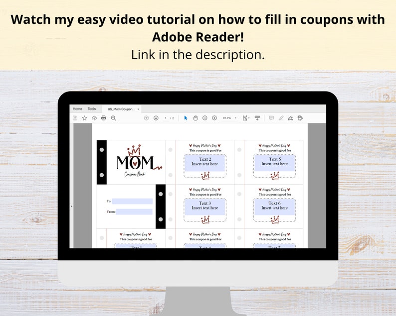 Printable Mother's Day Coupon Book Editable Mom's Coupon Book Rose Gold ...