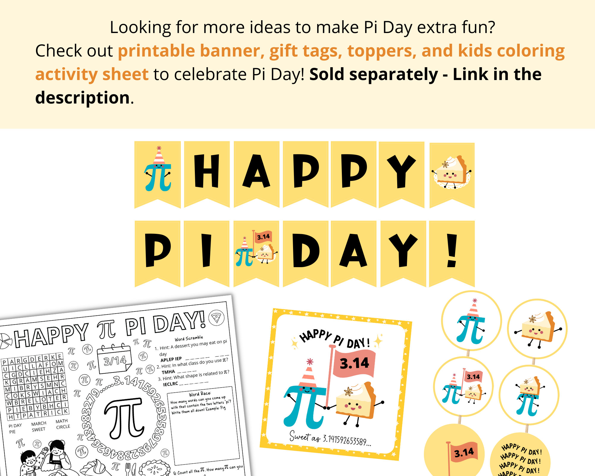 Printable Kids Pi Day Coloring Activity Sheet | Kids Pi Day Worksheet ...