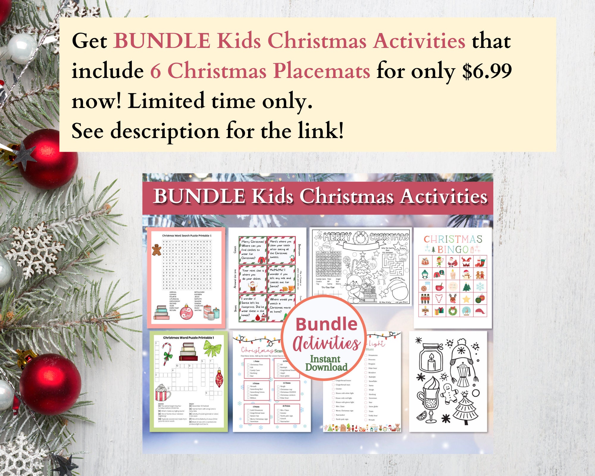 BUNDLE Christmas Placemats Printable Christmas Coloring Placemats ...