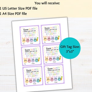Easter Gift Tag for Student | Printable Easter Bunny Student Gift Tag ...