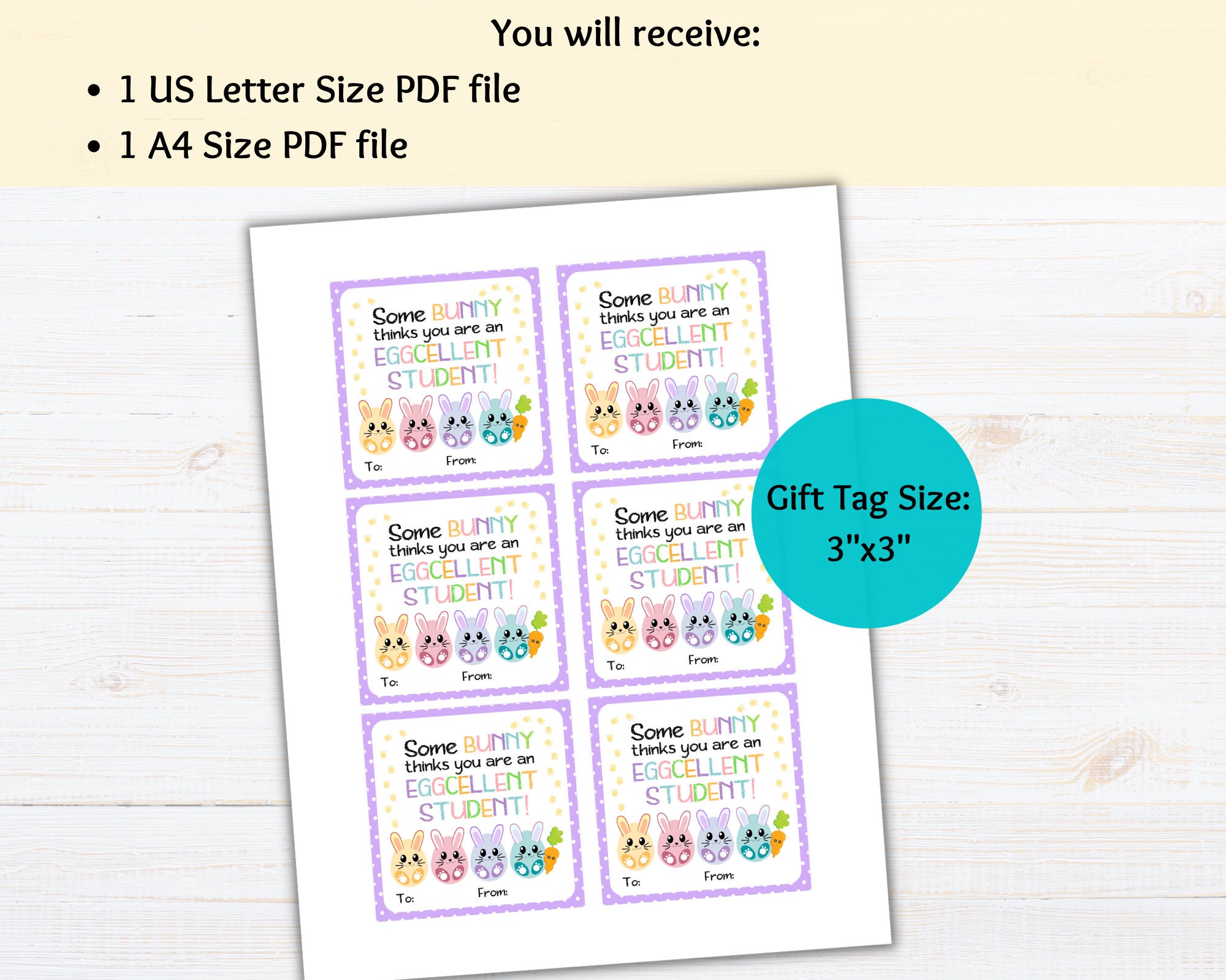 Easter Gift Tag for Student Printable Easter Bunny Student Gift Tag ...