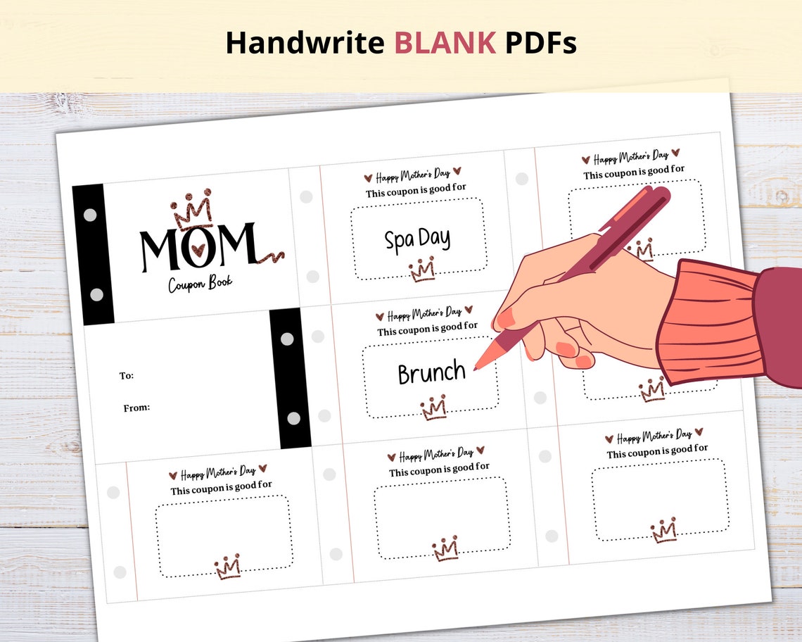 Printable Mother's Day Coupon Book Editable Mom's Coupon Book Rose Gold ...