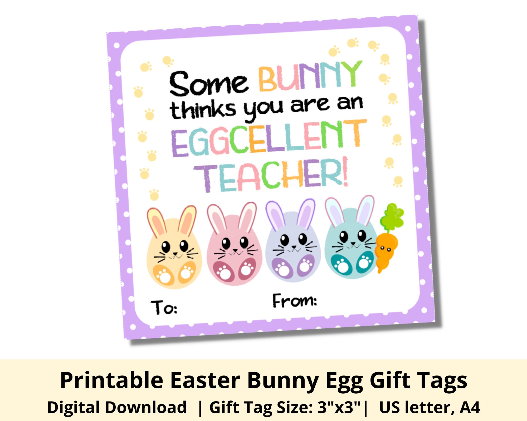 Easter Gift Tag for Teacher | Printable Easter Bunny Teacher Gift Tag ...