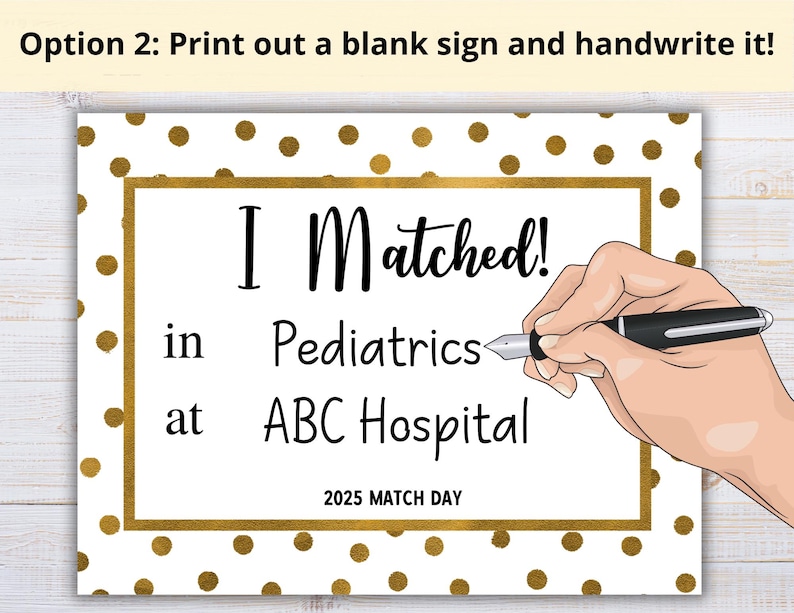 Editable Residency Match Day Sign 2025 | Printable I MATCHED Gold ...