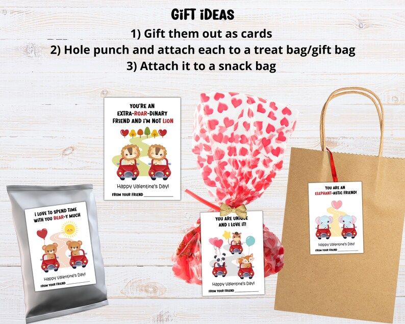 Printable Kids Animals Valentines Cards Gift Tags Zoo and - Etsy