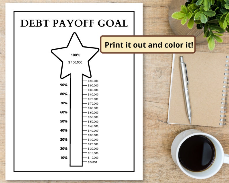 Debt Payoff Goal Tracker Printable Fillable Debt Payoff Thermometer ...