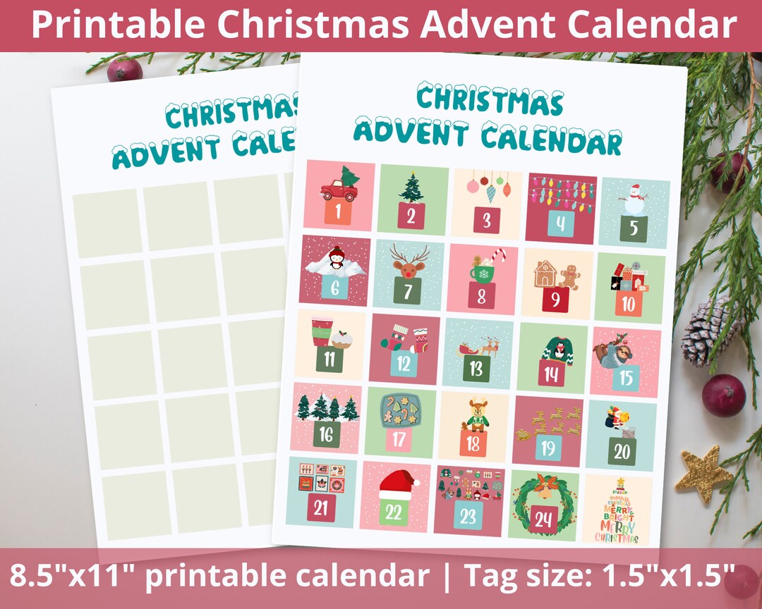 Christmas Printable Advent Calendar | Christmas Countdown Calendar ...