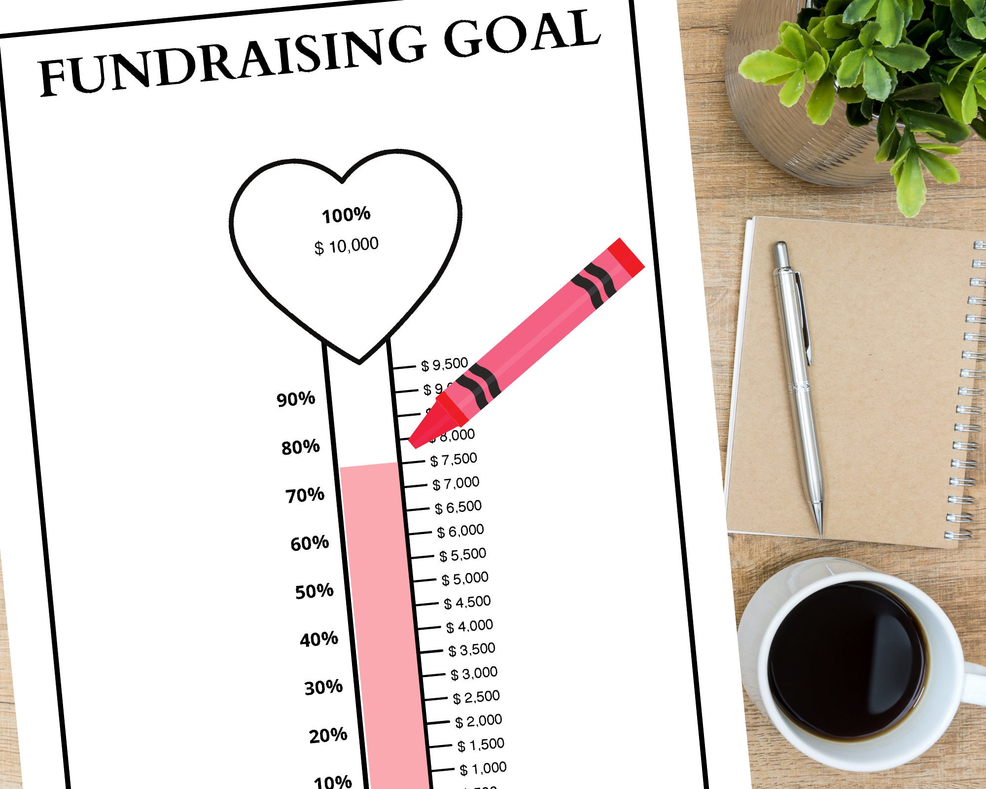Fundraising Goal Tracker Printable | Donation Goal Tracker | Fillable ...