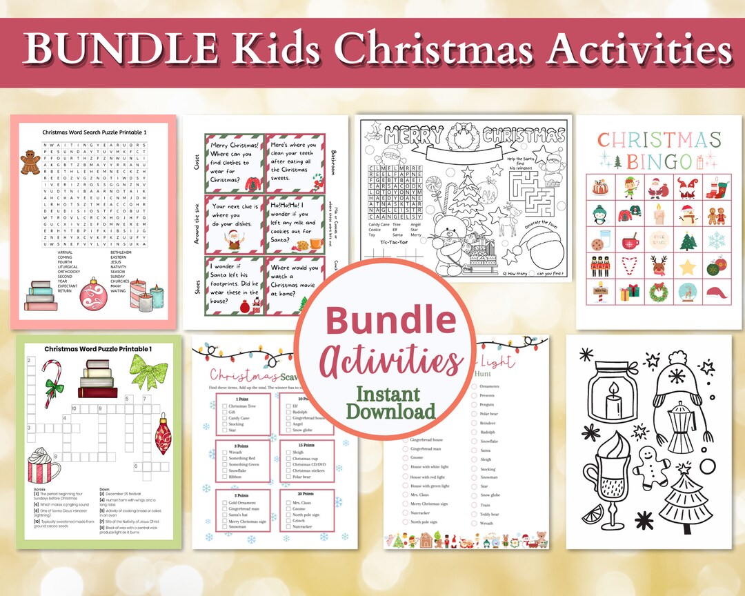 Kids Christmas Activities Bundle | Printable Christmas Games | Activity ...
