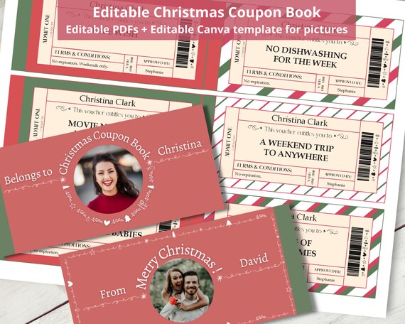 EDITABLE Christmas Coupon Book Christmas Coupon Template - Etsy