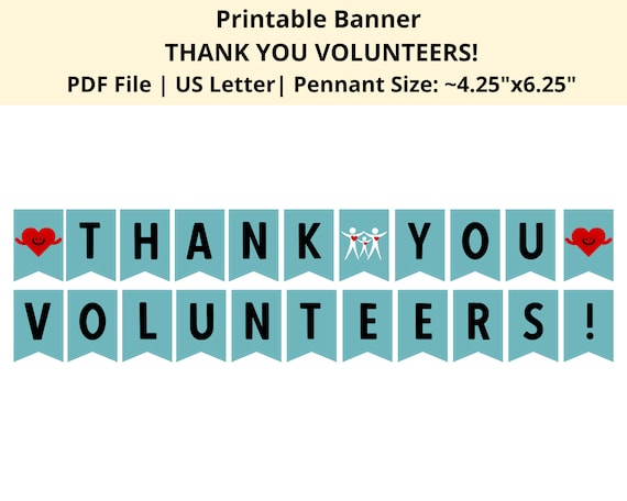 Thank You Volunteers Banner Printable Volunteer Appreciation - Etsy