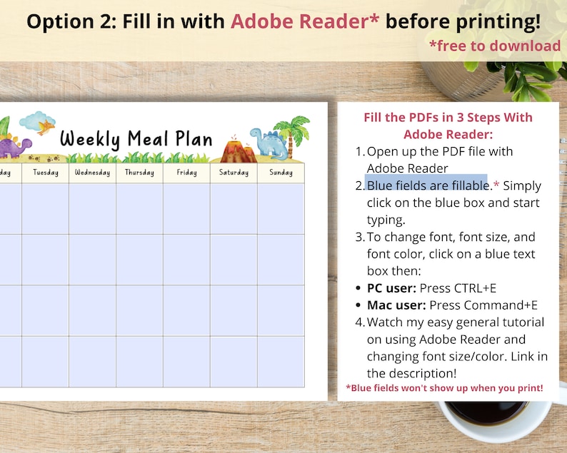 Printable Kids Weekly Meal Planner | Fillable Kids Weekly Menu ...