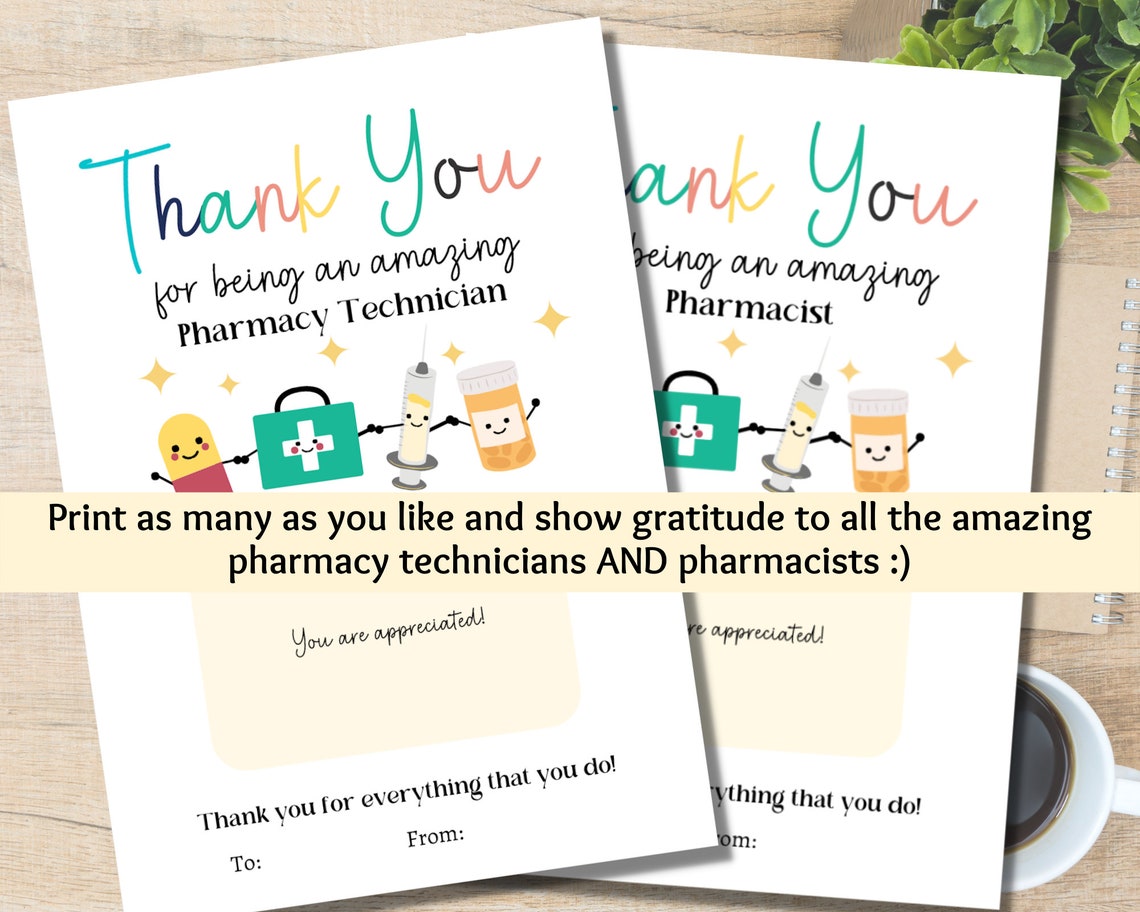 Printable Pharmacy Technician and Pharmacist Gift Card Holder ...