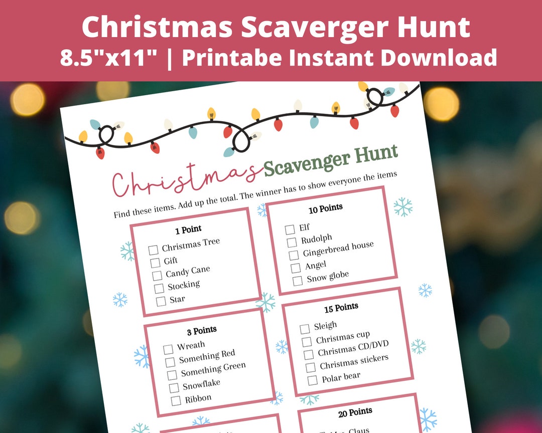 Christmas Scavenger Hunt Game | Printable Scavenger Hunt Game ...
