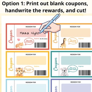Editable Kids Coupons | Printable Kids Reward Cards | Animal Coupons ...