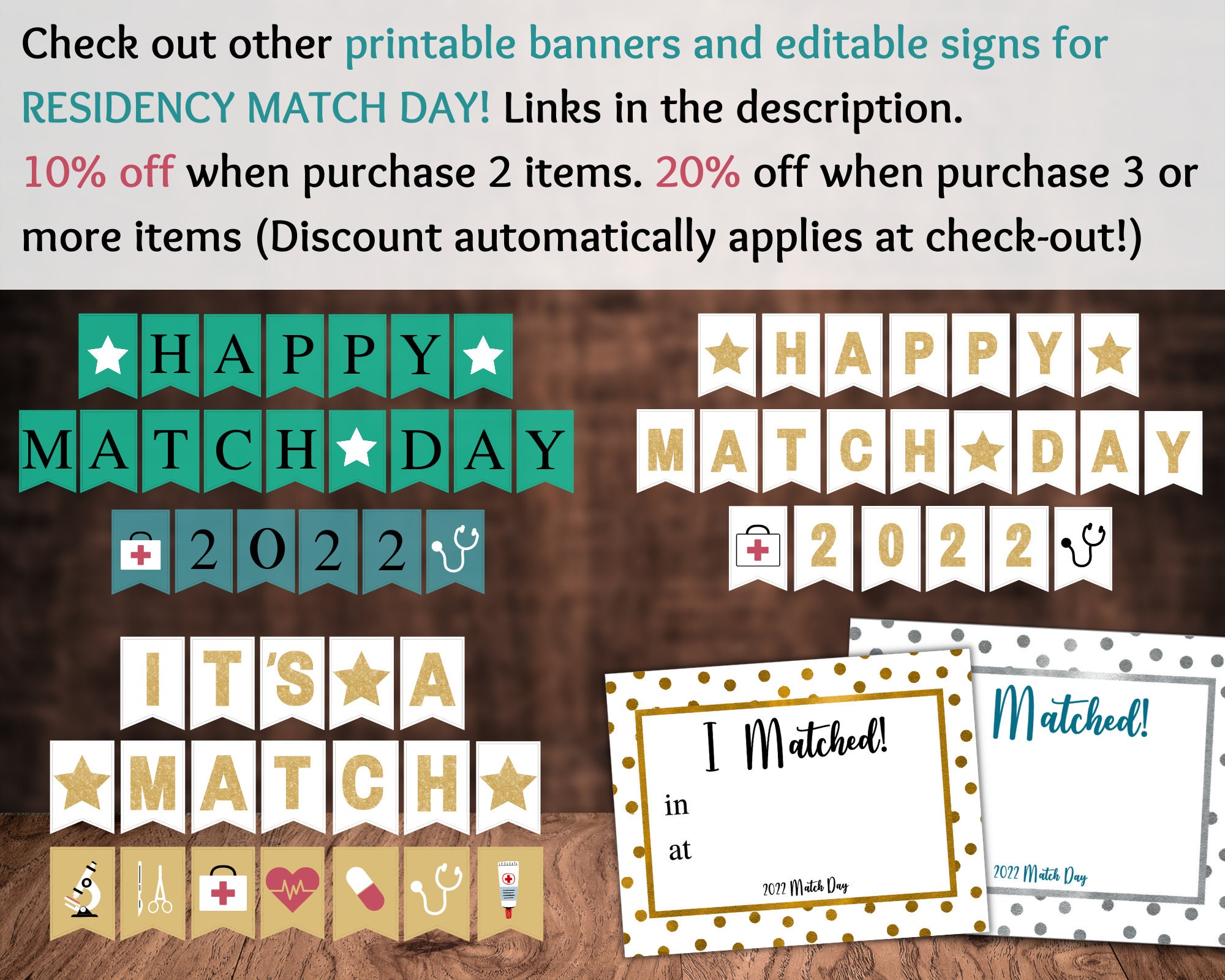 Printable I MATCHED Sign Match Day Ideas Virtual Match Day Residency ...