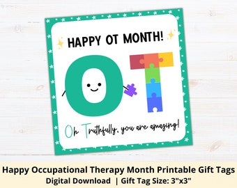 Occupational Therapy Month Gift Tags OT Month Tags Printable OT Month Favor Tags Occupational ...