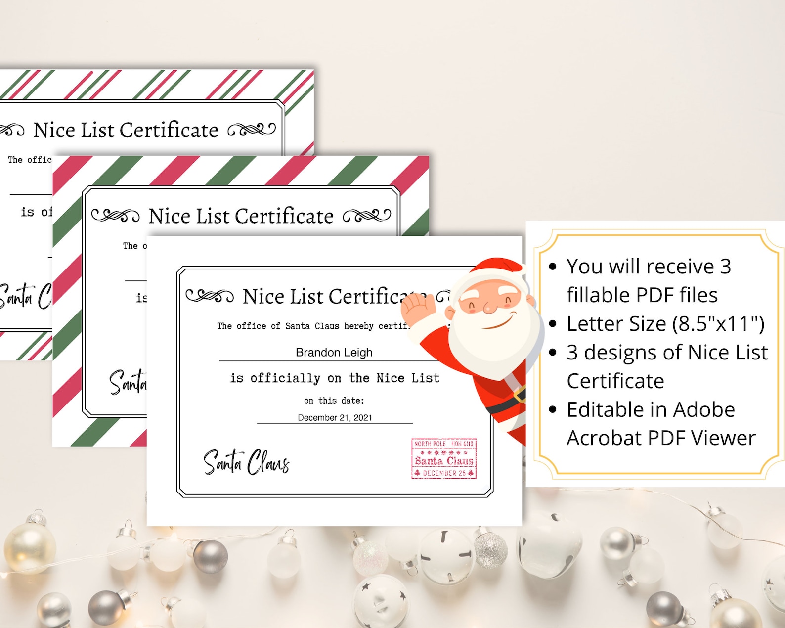 Editable Nice List Certificate Santa's Nice List - Etsy