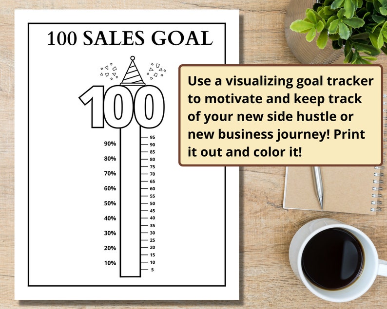 100 Sales Goal Tracker | Printable 100 Sales Coloring Goal Tracker ...