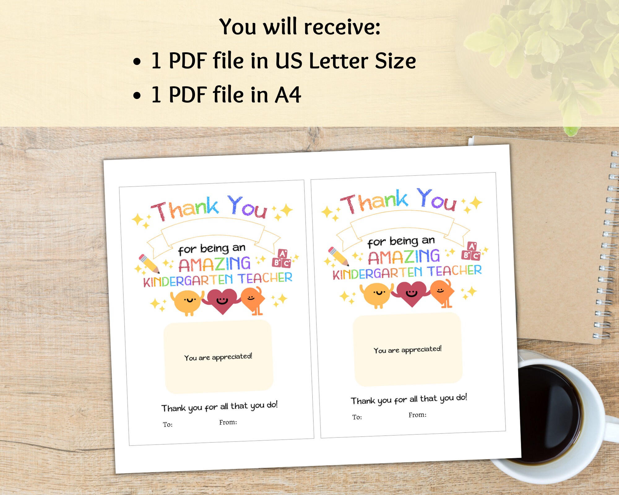 Kindergarten Teacher Appreciation Gift Card Holder | Printable Teacher ...