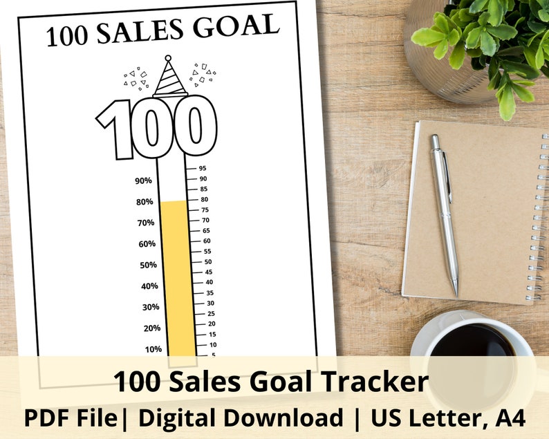 100 Sales Goal Tracker | Printable 100 Sales Coloring Goal Tracker ...