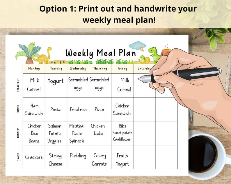 Printable Kids Weekly Meal Planner | Fillable Kids Weekly Menu ...