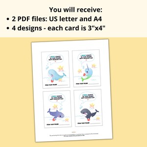 Printable Kids Whale Valentines Cards | Whale Gift Tags | Ocean Themed ...