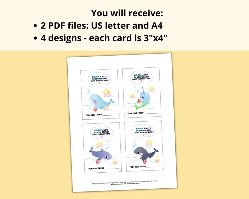 Printable Kids Whale Valentines Cards | Whale Gift Tags | Ocean Themed ...