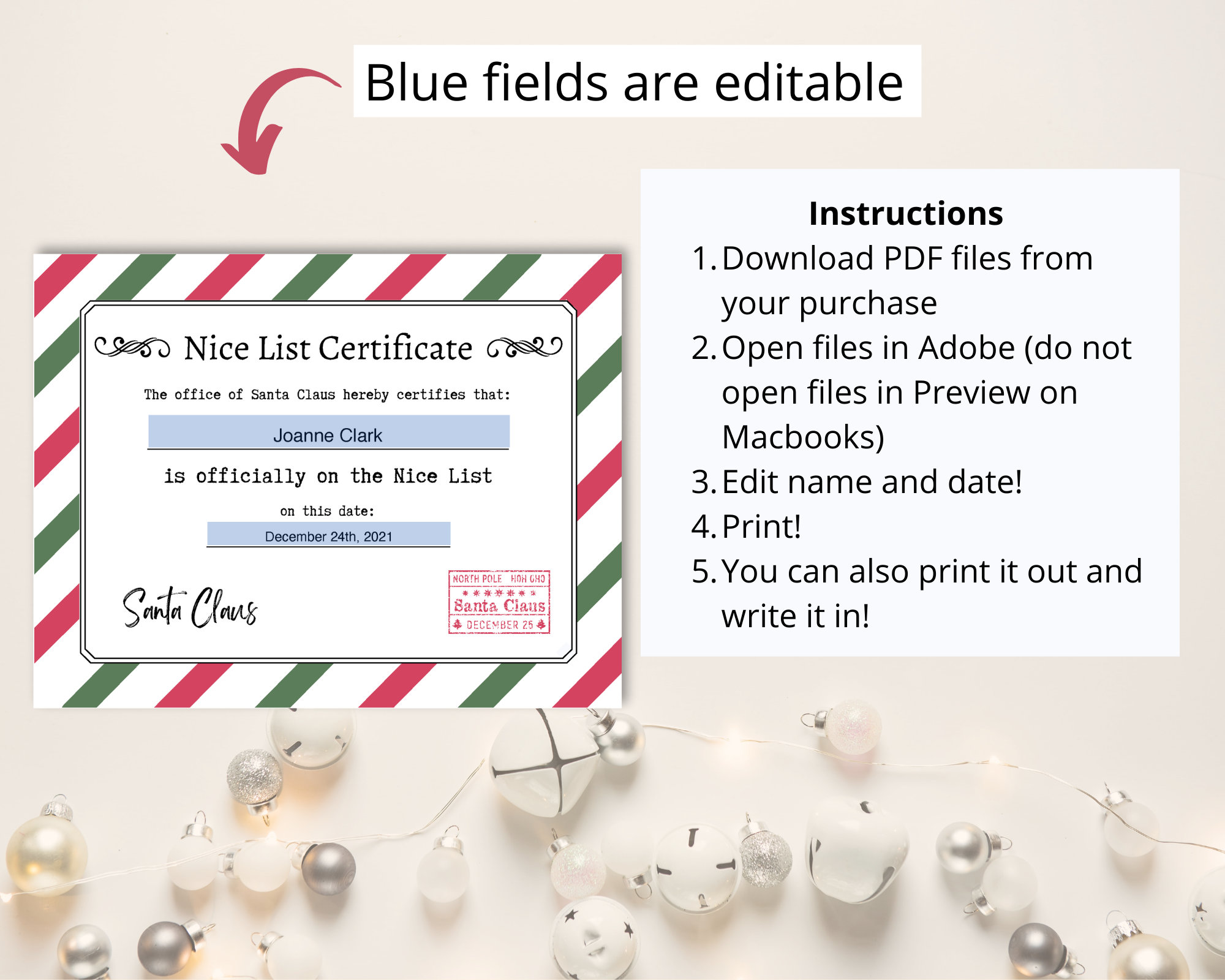Editable Nice List Certificate | Santa's Nice List | Official Nice List ...