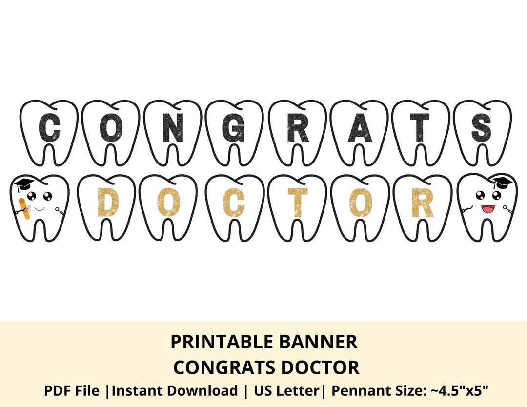 Congrats Doctor Printable Banner | Dental School Graduation Banner ...
