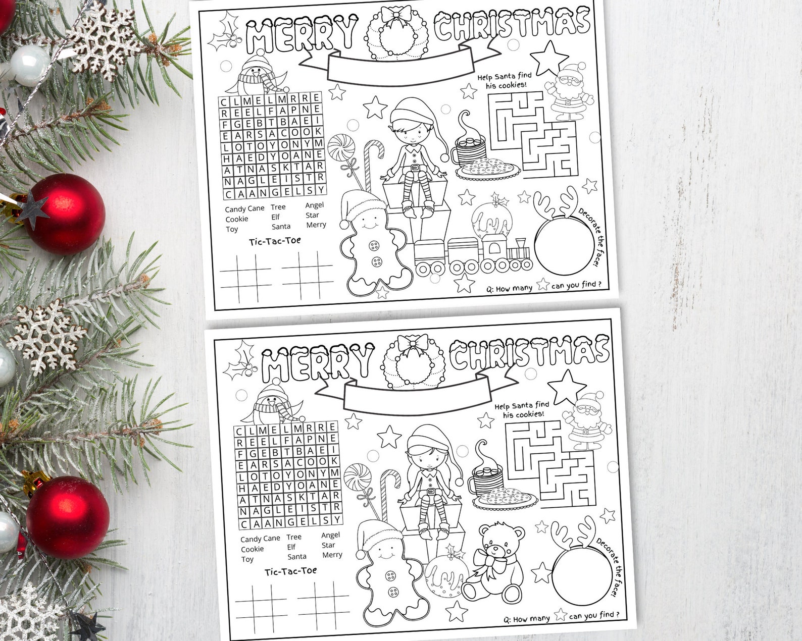 BUNDLE Christmas Placemats | Printable Christmas Coloring Placemats ...
