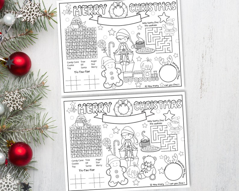 BUNDLE Christmas Placemats | Printable Christmas Coloring Placemats ...
