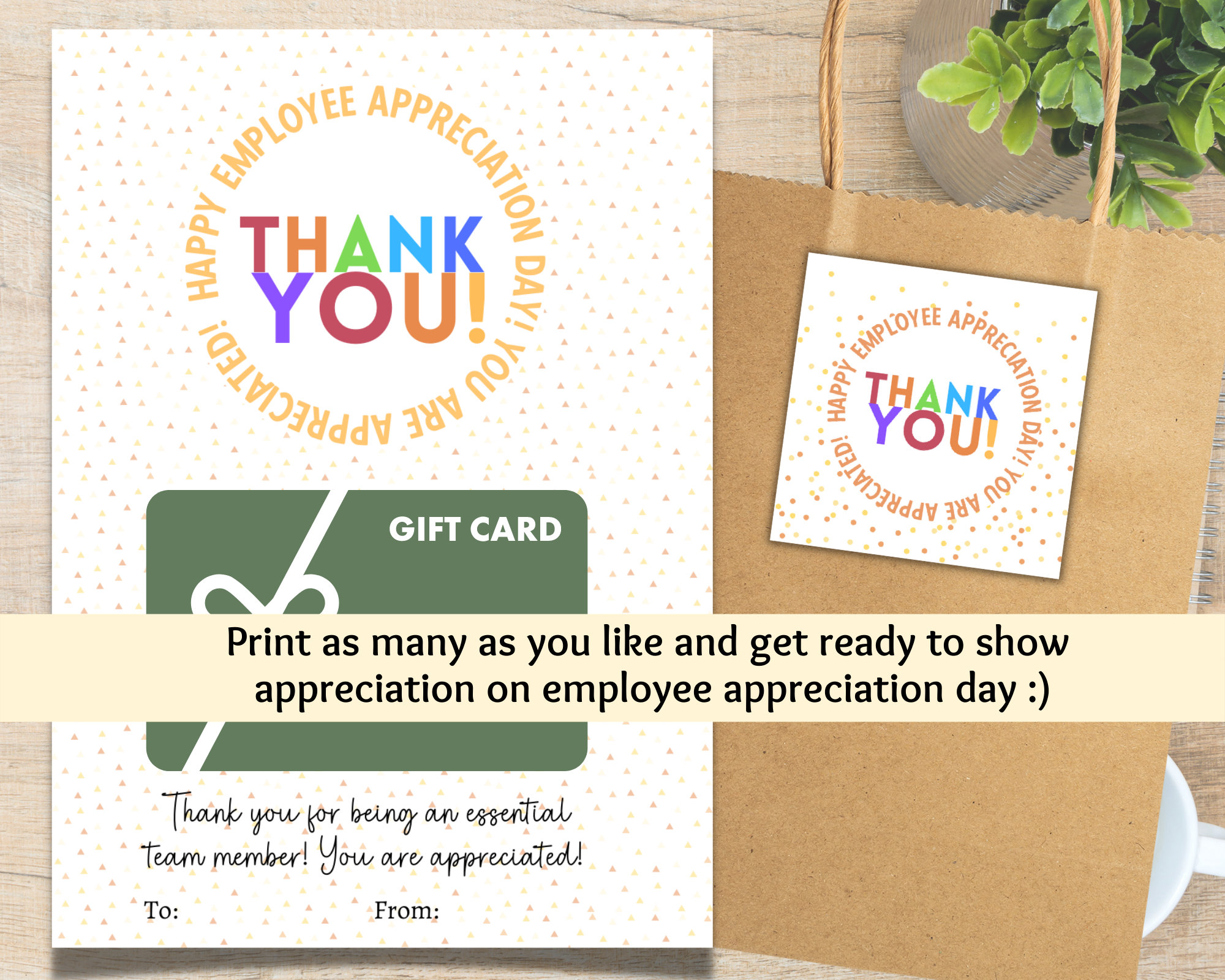 Employee Appreciation Day Gift Card Holder | Printable Staff ...