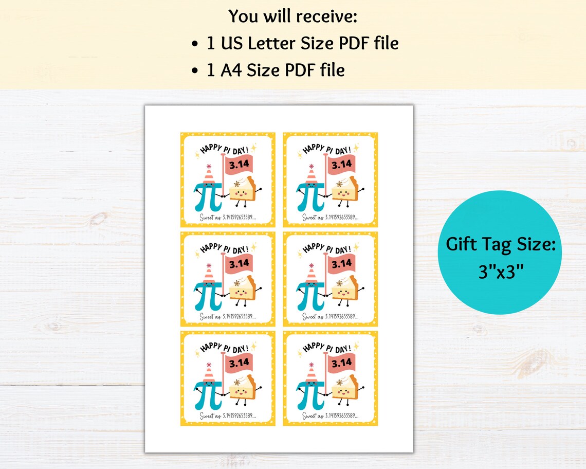 Printable Pi Day Gift Tags | Pi Day Treat Tags | Pi Day Snack Tags | Pi ...