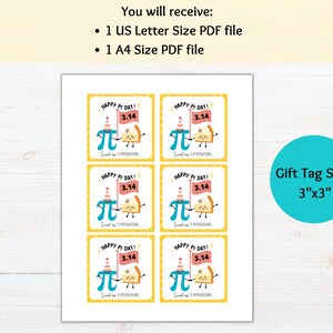 Printable Pi Day Gift Tags | Pi Day Treat Tags | Pi Day Snack Tags | Pi ...