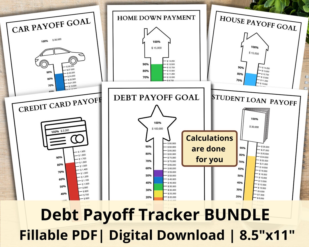 Debt Tracker BUNDLE | Printable Debt Thermometer Bundle | Debt Payoff ...