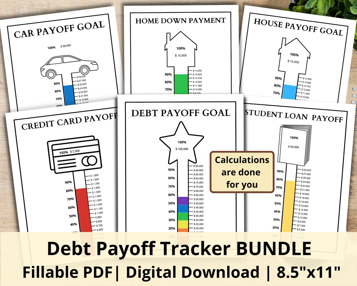 Debt Tracker BUNDLE | Printable Debt Thermometer Bundle | Debt Payoff ...