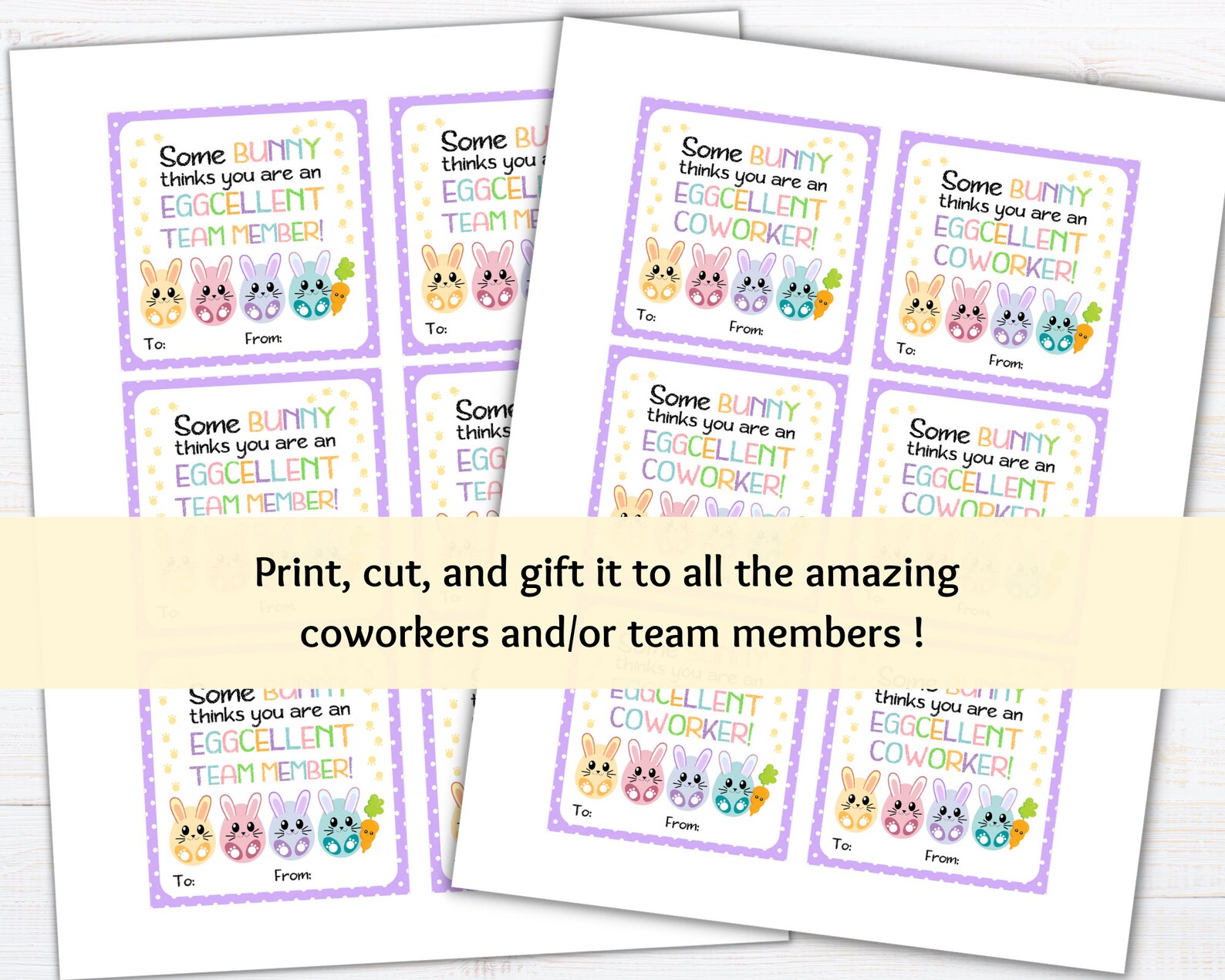 Easter Gift Tag for Coworker and Team Member Printable Easter Bunny ...