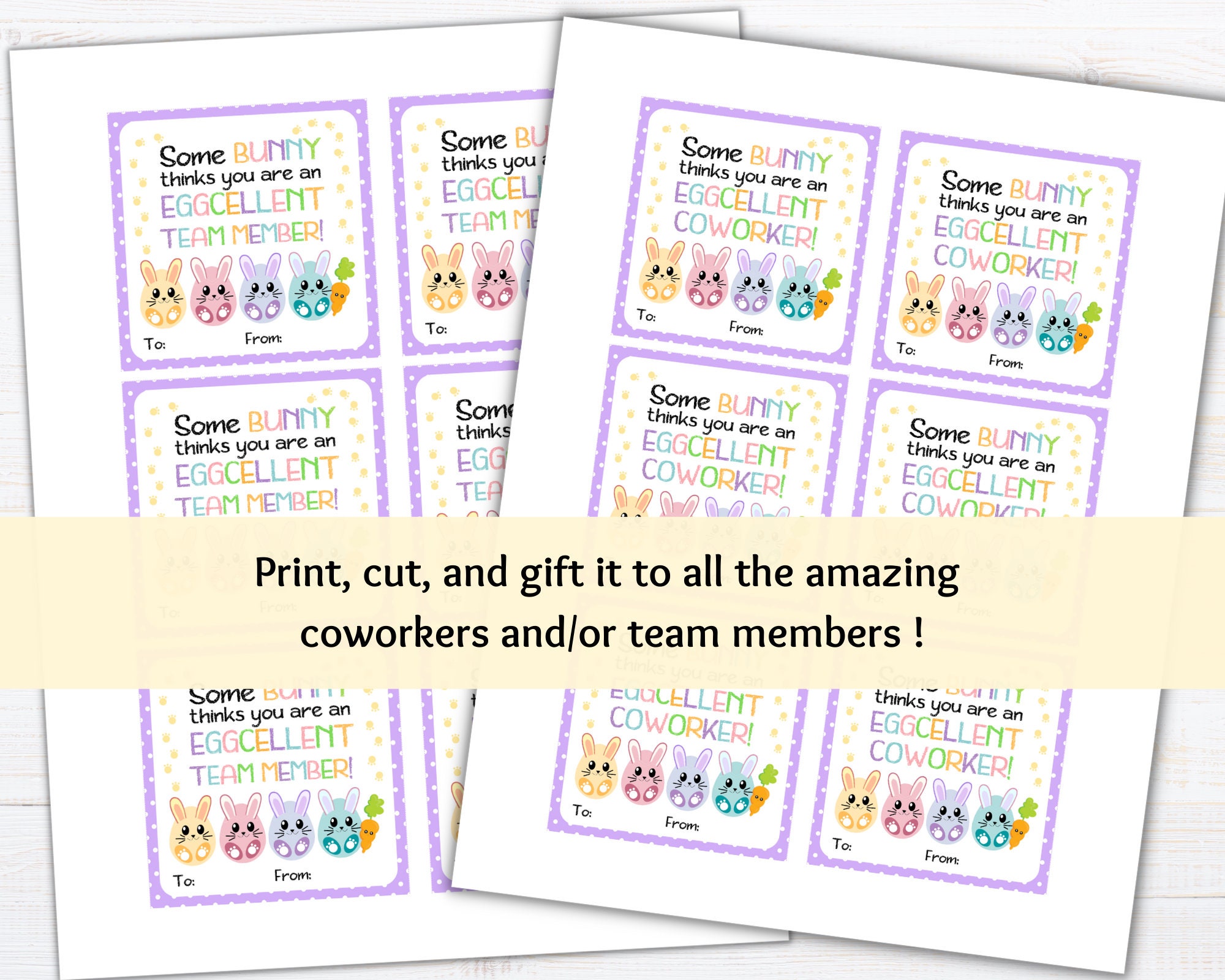Easter Gift Tag for Coworker and Team Member Printable Easter Bunny ...