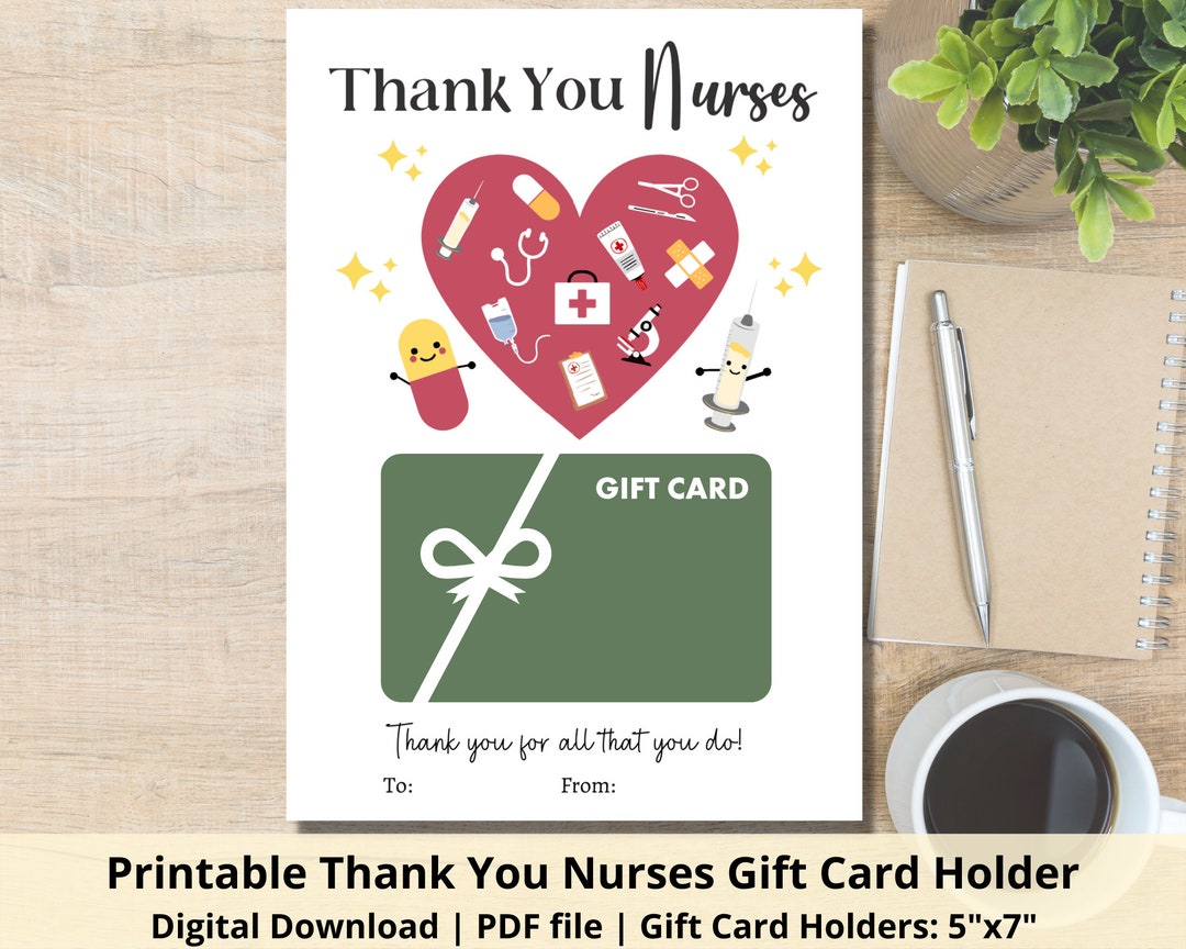 Thank You Nurses Gift Card Holder | Printable Nurses Appreciation Gift ...