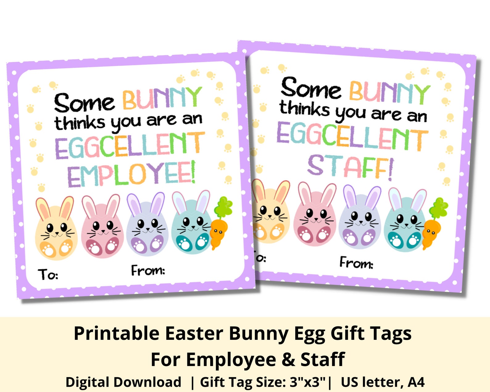 Easter Gift Tag for Employee and Staff | Printable Easter Bunny ...