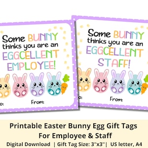 Easter Gift Tag for Employee and Staff | Printable Easter Bunny ...