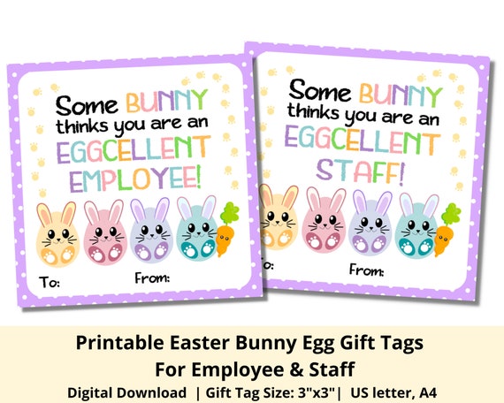 Easter Gift Tag for Employee and Staff Printable Easter | Etsy