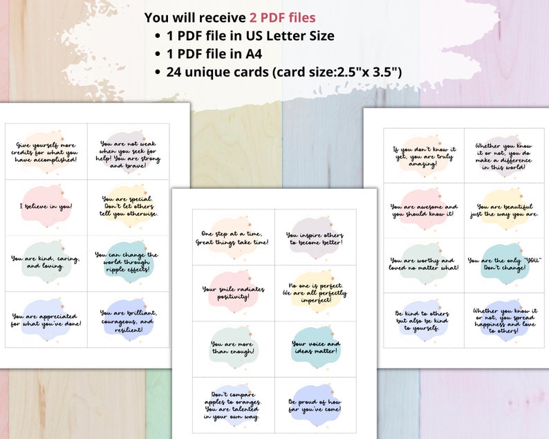 Kindness Cards | Printable Positive Affirmation Note Cards | Words of ...