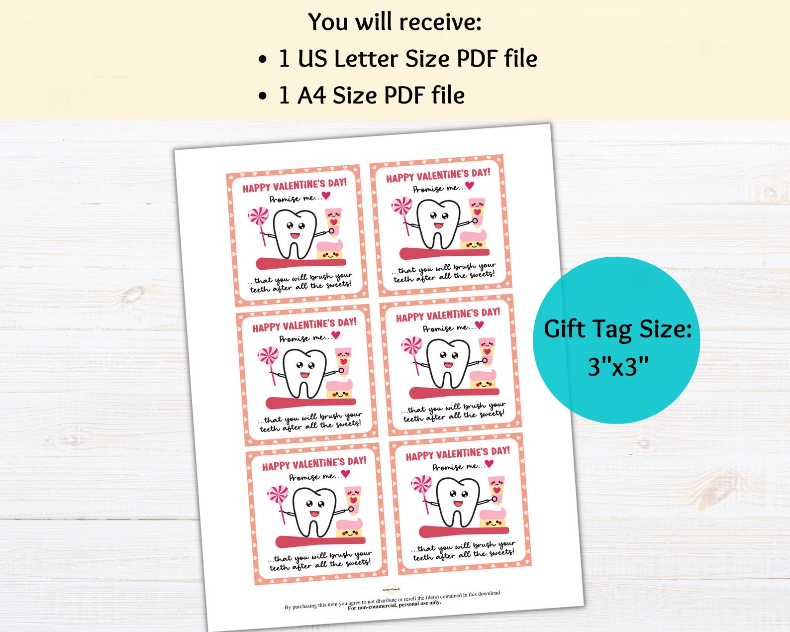 Printable Valentine's Dental Gift Tags Printable Valentines Tooth Favor ...